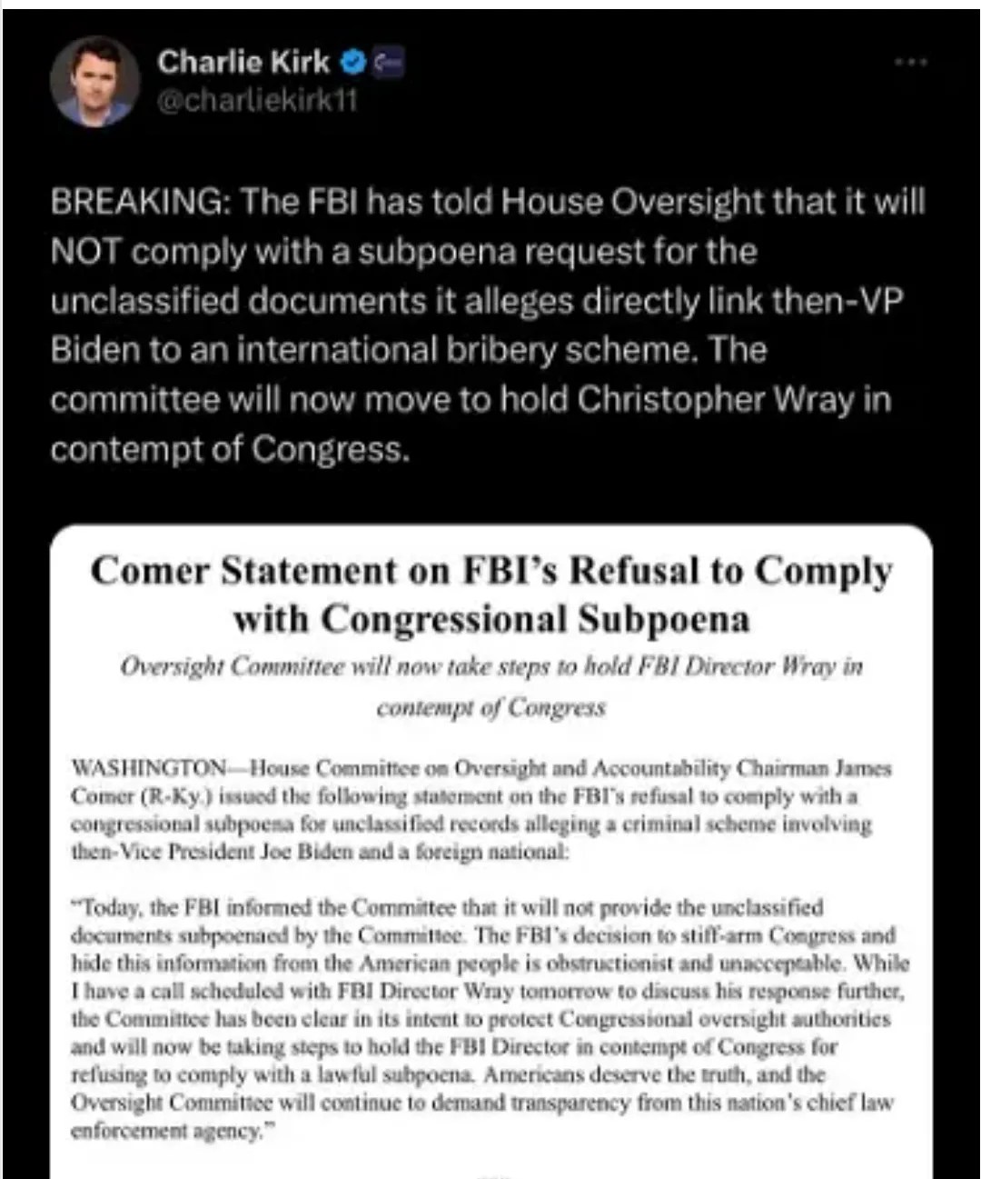 FBI Refuses to Comply with Congress’s Legit Subpoena – pastorwardclinton